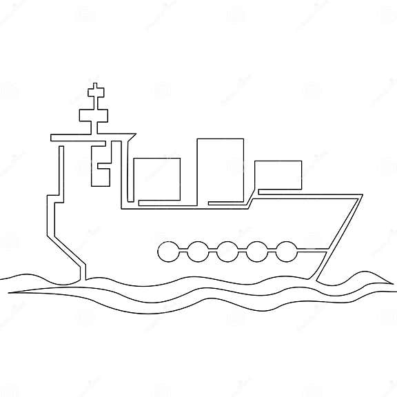 Continuous One Line Cargo Ship Vector Concept Stock Vector ...