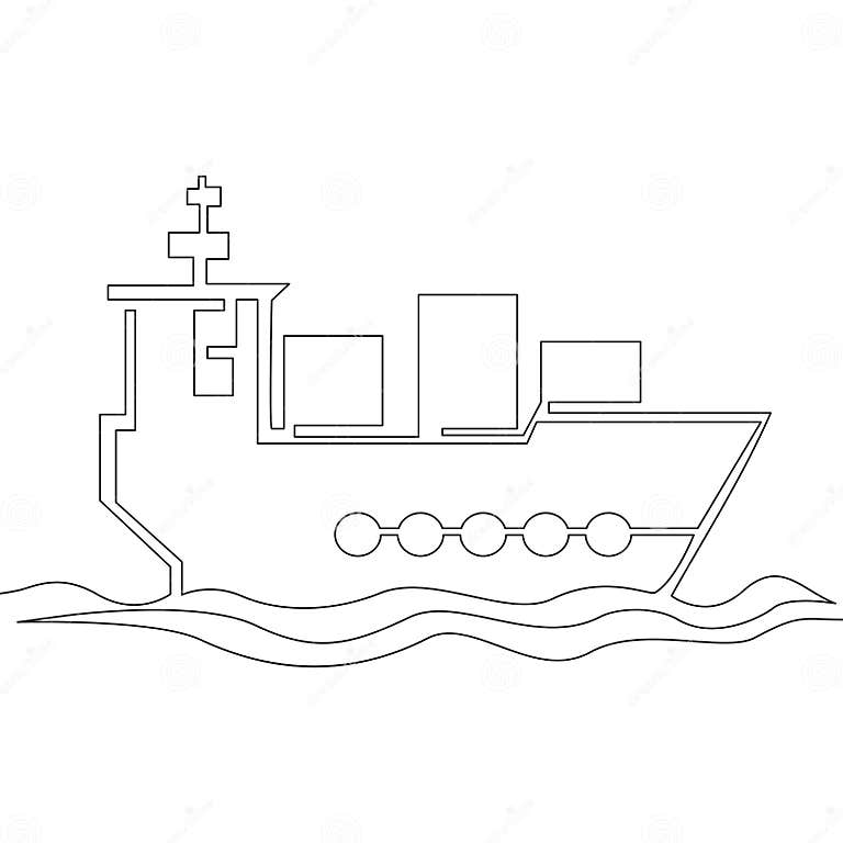 Continuous One Line Cargo Ship Vector Concept Stock Vector ...