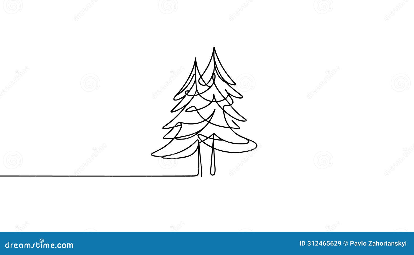 Continuous One Line Christmas Tree with Decorations Stock Vector ...