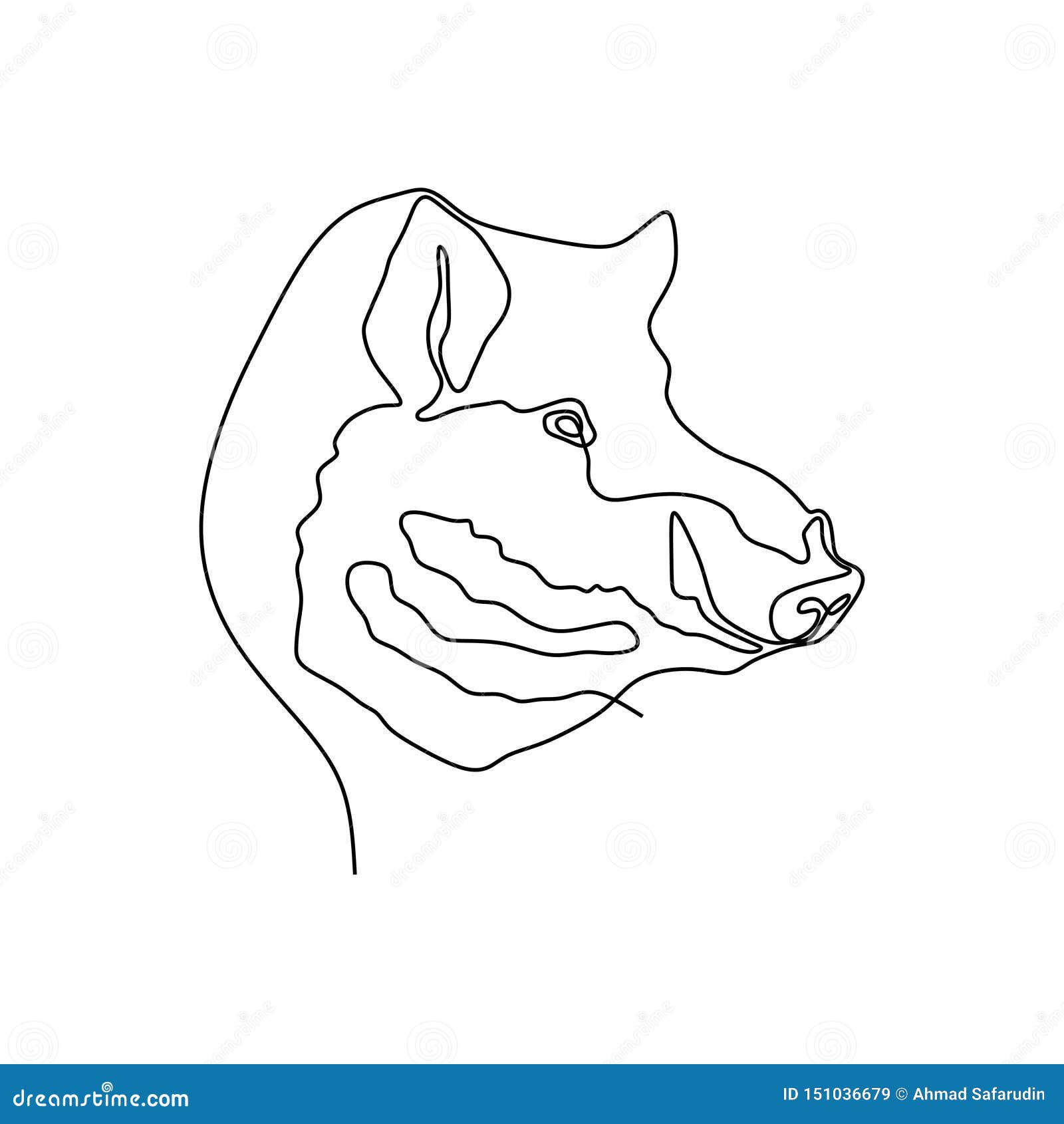 Continuous One Line of Cute Pig Head Stock Vector - Illustration of ...