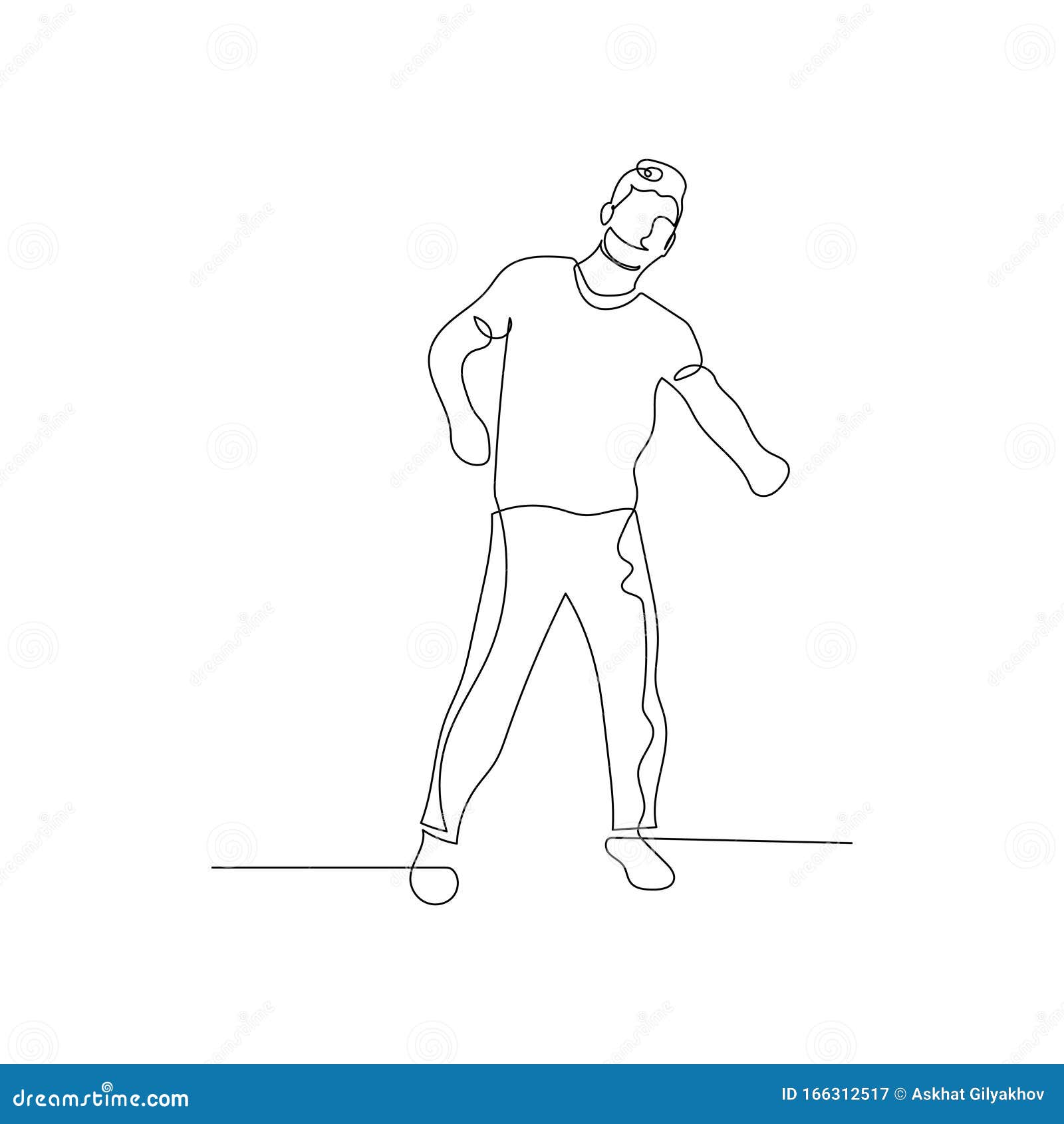 Continuous One Line Dancing Man. Vector Illustration. Stock Vector ...