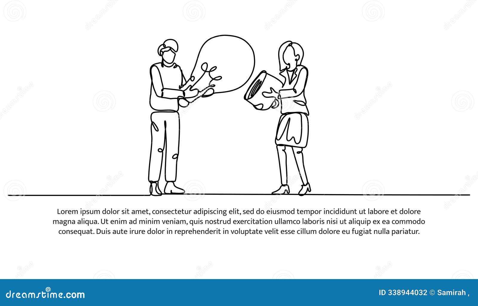 Continuous One Line Design of Cooperation Determine Ideas Stock Vector ...