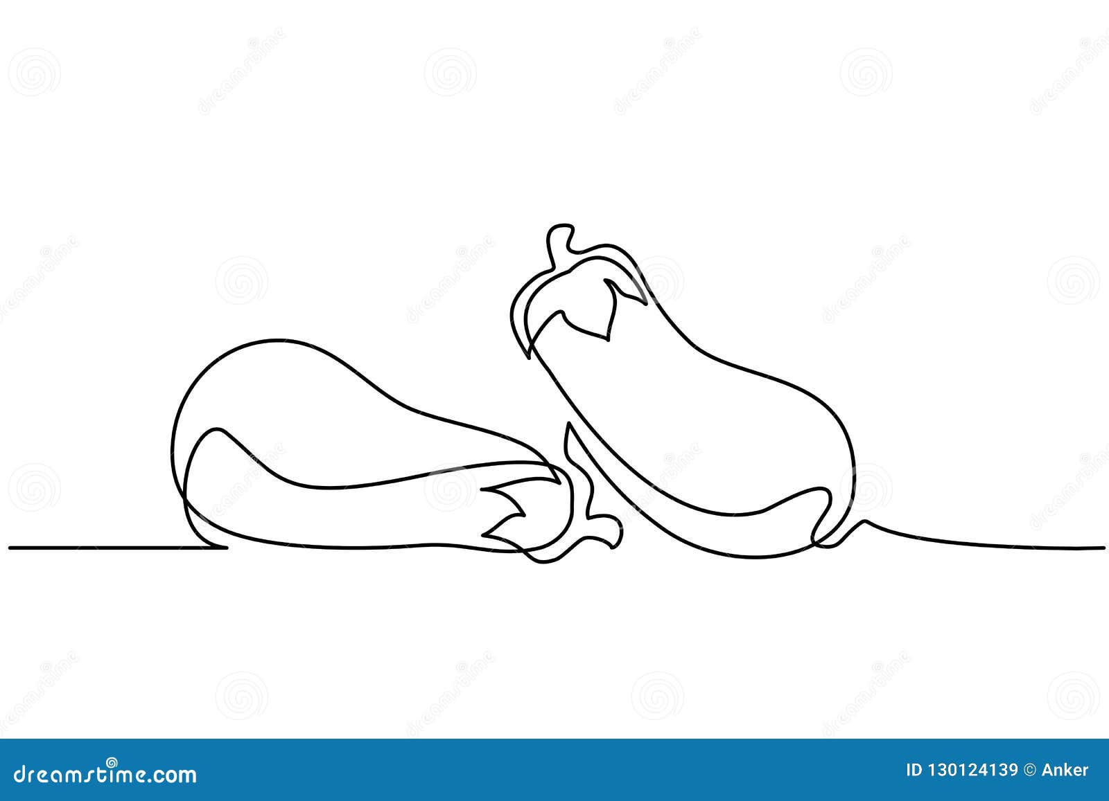 Eggplant Continuous Line Drawing. One Line Art Of Aubergine, Brinjal ...