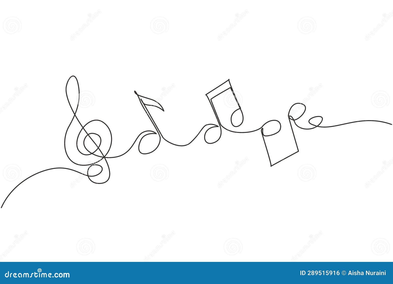 Continuous One Line Drawing Abstract Music Note Background, Notes ...