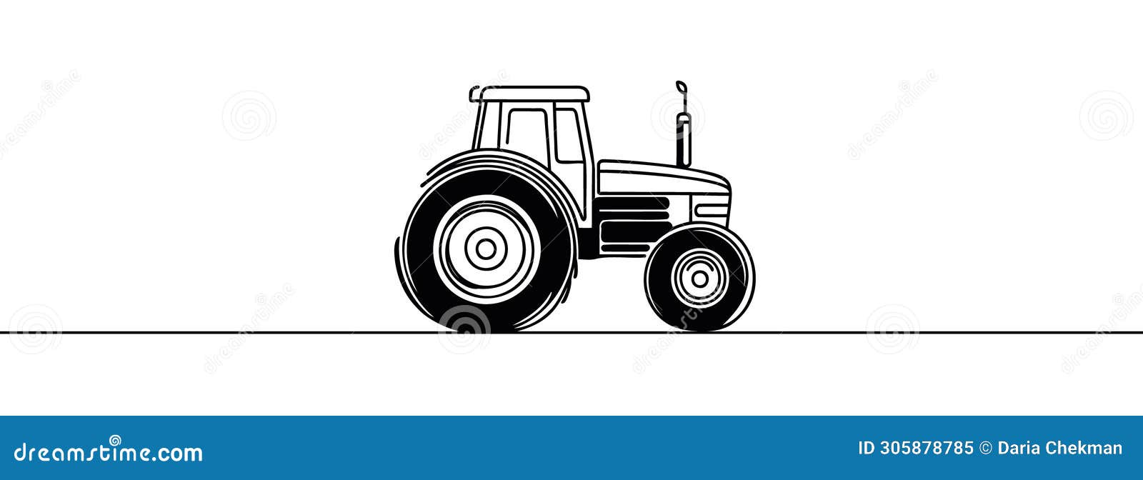 Continuous One Line Drawing of an Agricultural Utility Tractor in ...