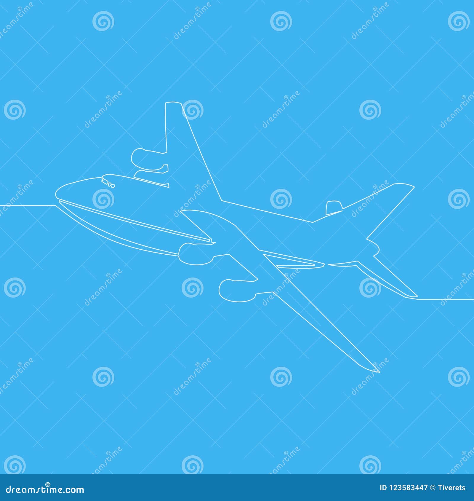 Aircraft Continuous Line Drawing. One Line Art Of Flight, Jet, Airplane ...