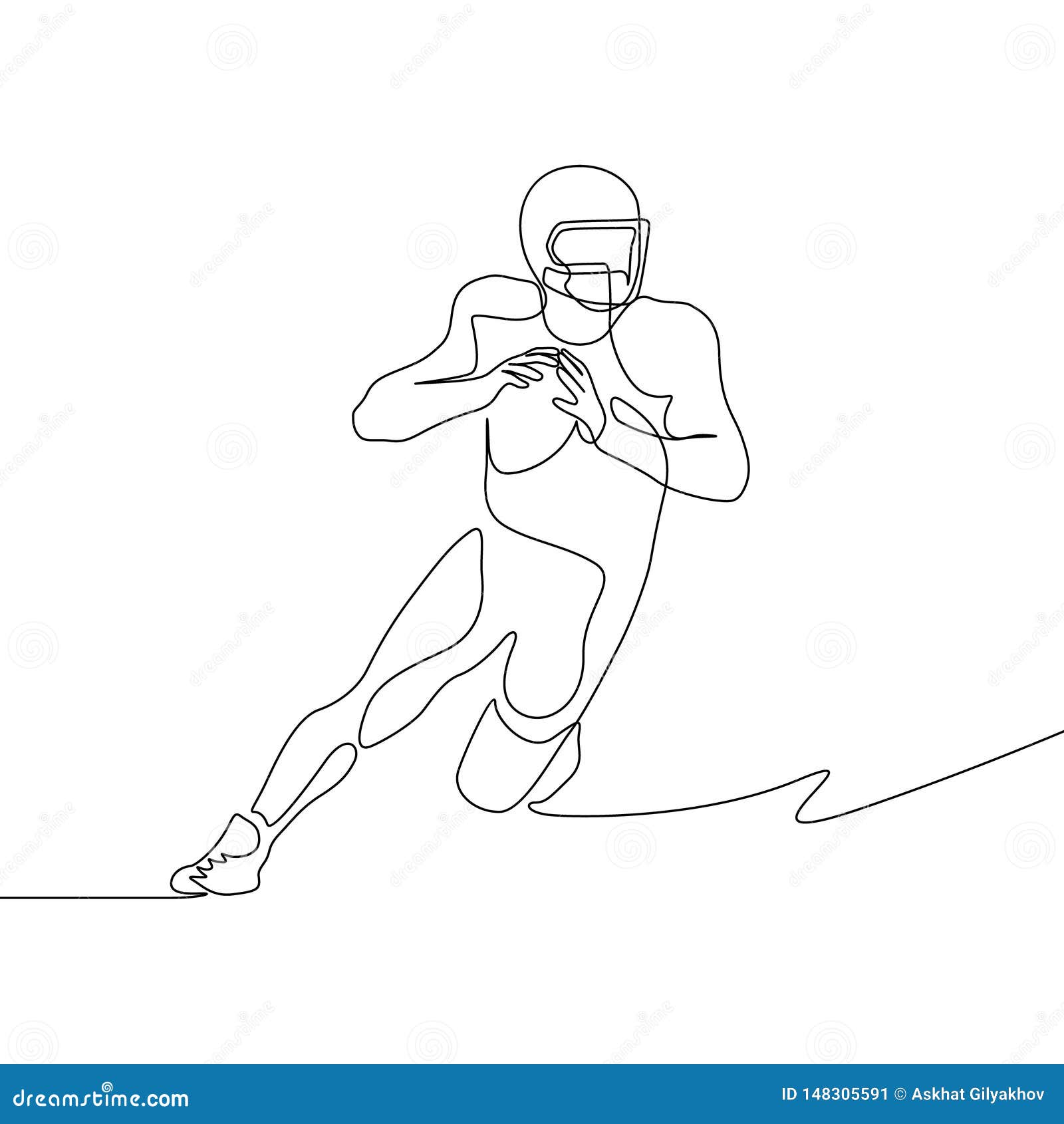 Continuous One Line Drawing American Football Player Going To Make Pass ...