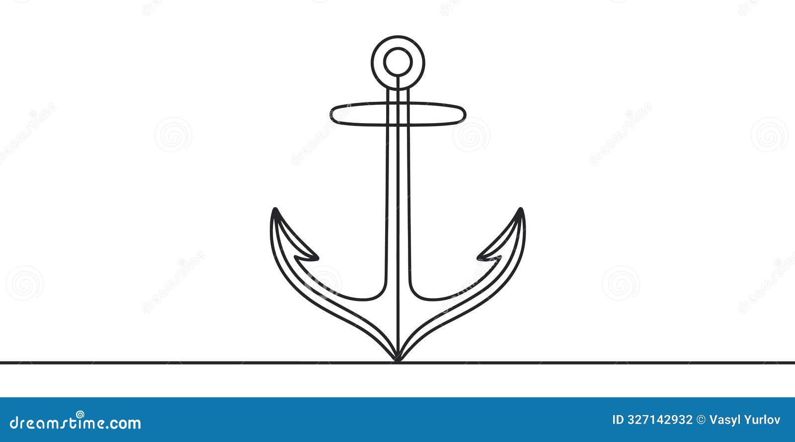 Continuous One Line Drawing of Anchor. Vector Illustration Stock ...