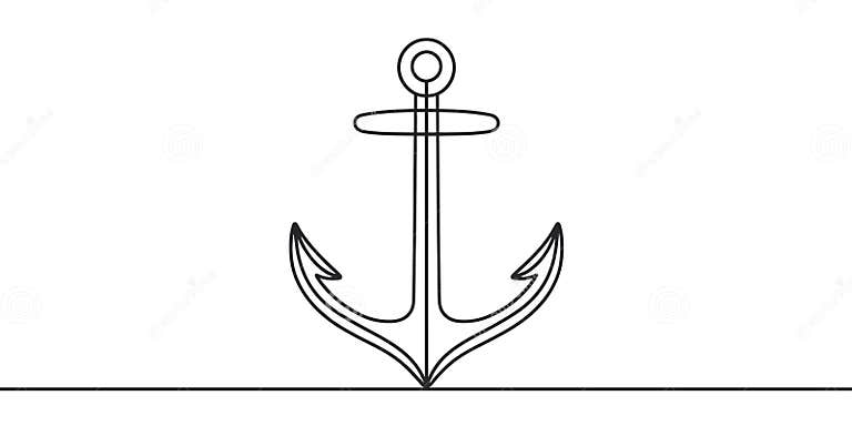 Continuous One Line Drawing of Anchor. Vector Illustration Stock ...