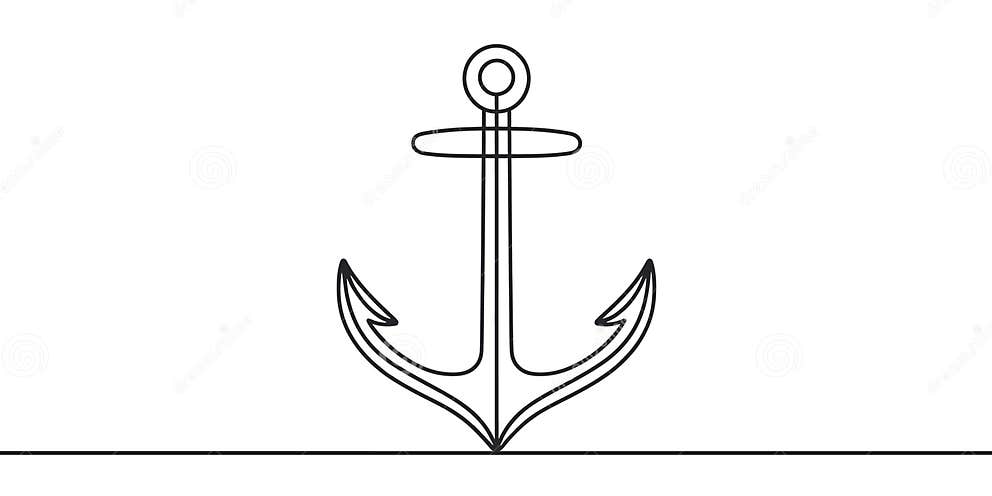 Continuous One Line Drawing of Anchor. Vector Illustration Stock ...