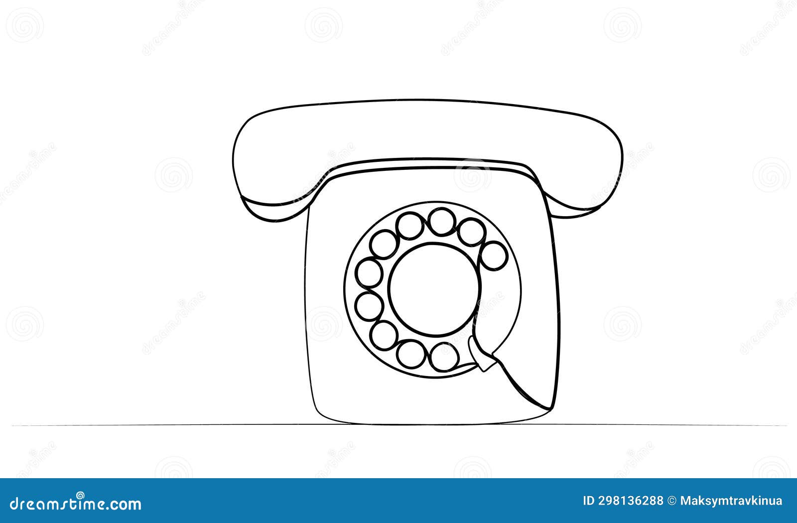 Animation of a Continuous One-line Drawing of an Antique Telephone ...