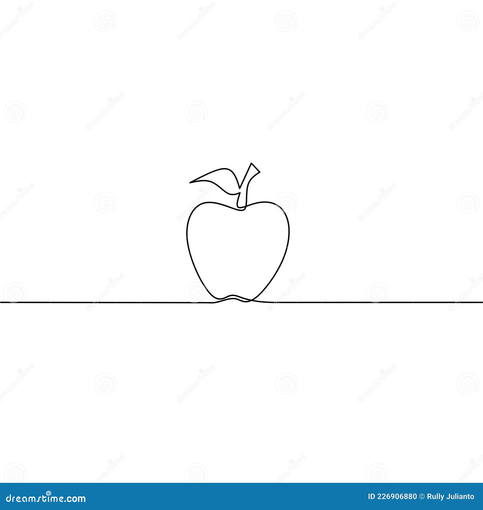 Continuous One Line Drawing of Apple Stock Vector - Illustration of ...