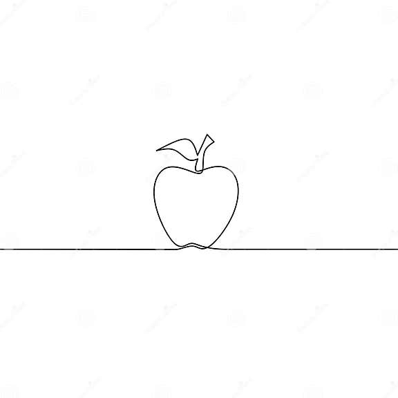 Continuous One Line Drawing of Apple Stock Vector - Illustration of ...