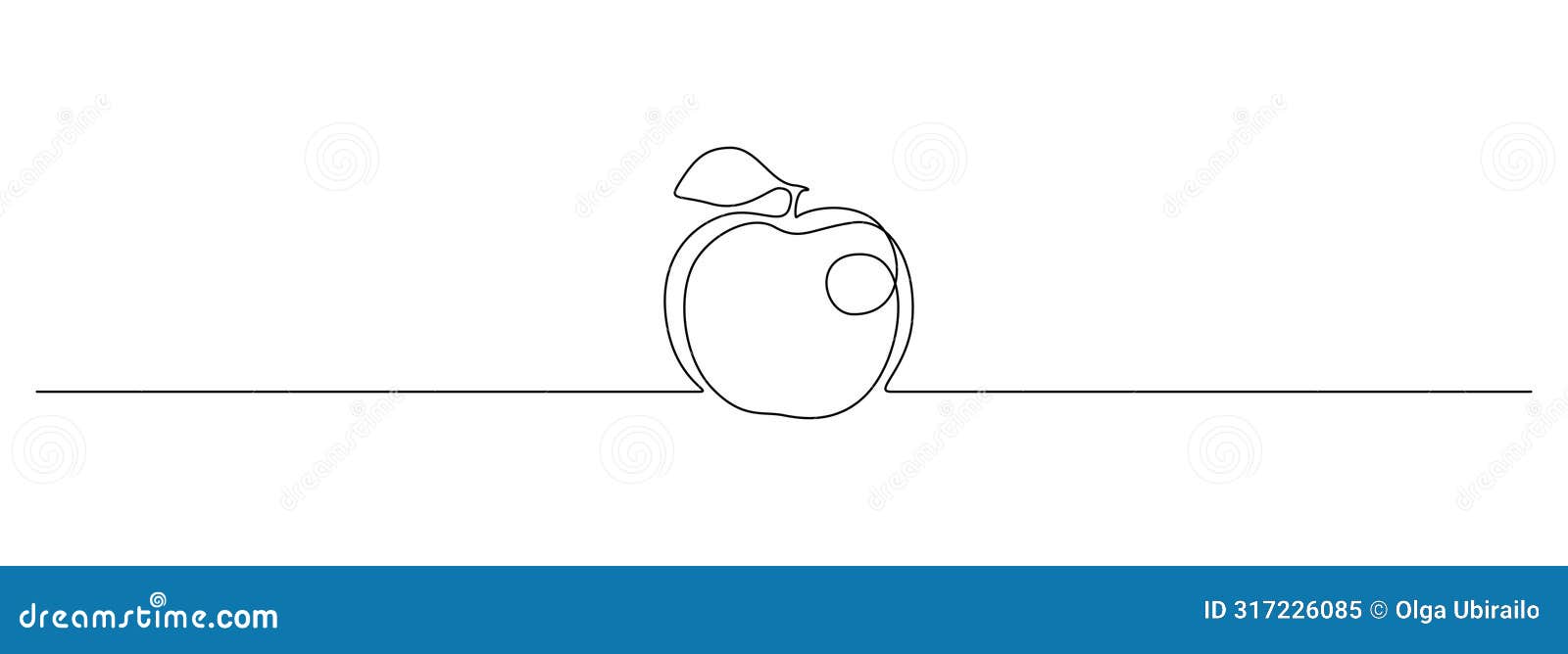 Continuous One Line Drawing of Apple with Leaf. Vegan Fruit for Health ...