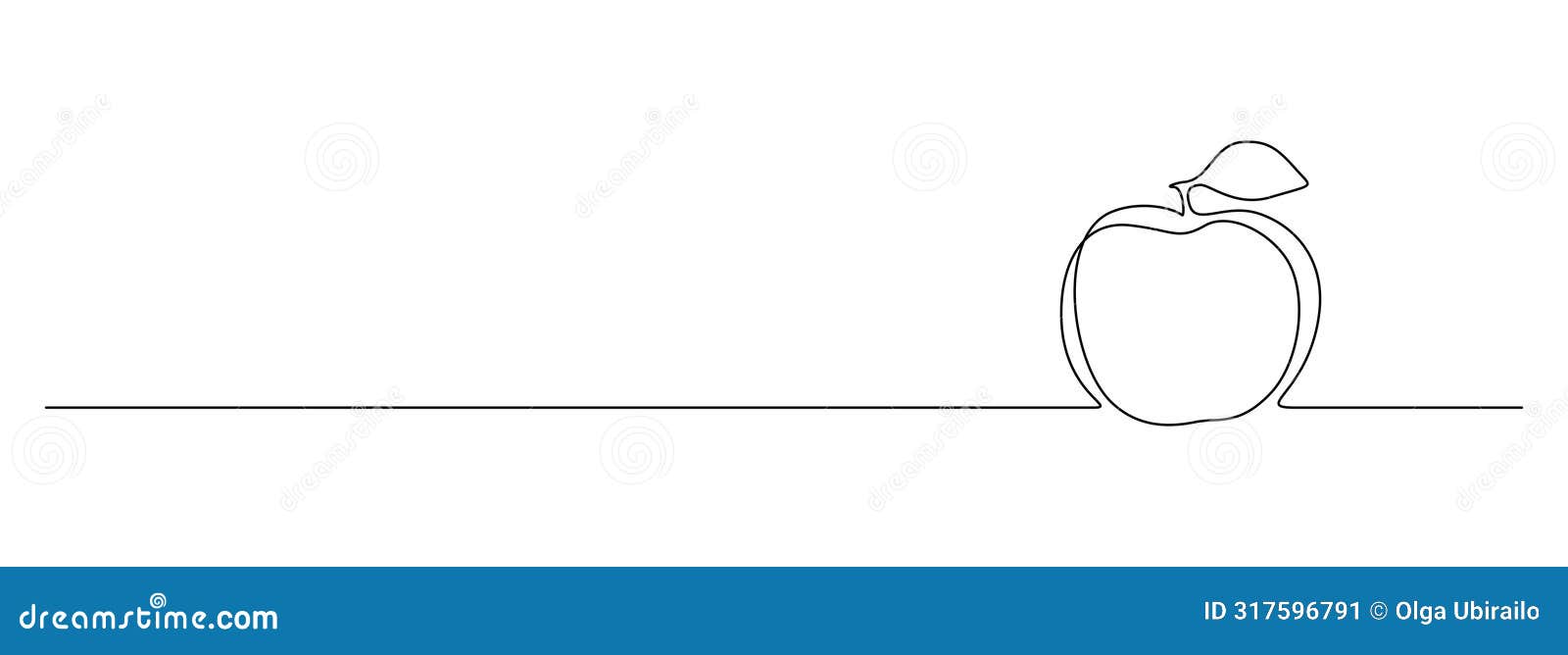 Continuous One Line Drawing of Apple with Leaf. Vegan Fruit for Health ...