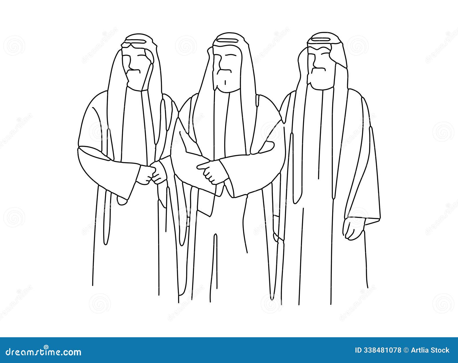 Continuous One Line Drawing for Arab Men Wearing Arabian Thobe Stock ...
