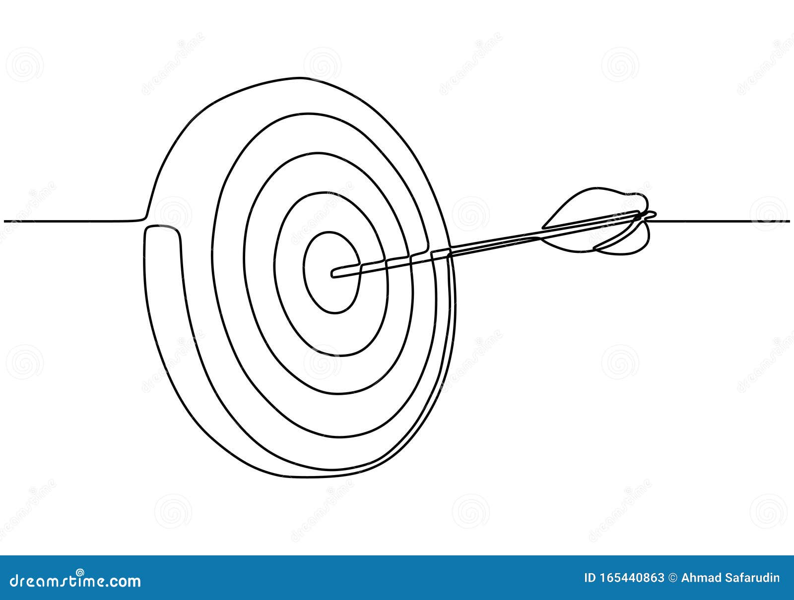 Continuous One Line Drawing of Arrow Sticking Out of a Target Dartboard ...