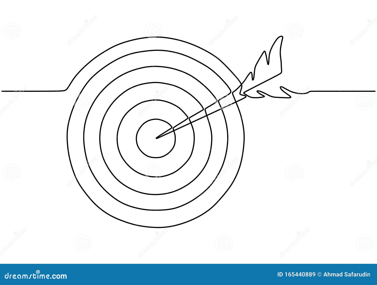 Continuous One Line Drawing of Arrow Sticking Out of a Target Dartboard ...