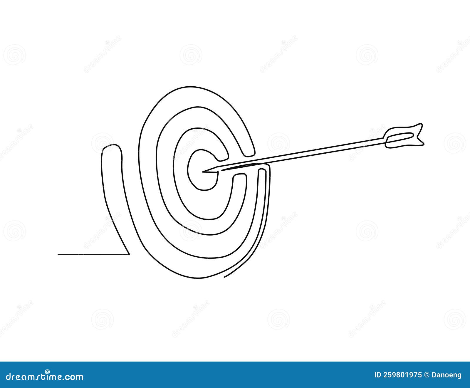 Continuous One Line Drawing of Arrow on the Target. Arrow Archery Business Challenge Metaphor ...