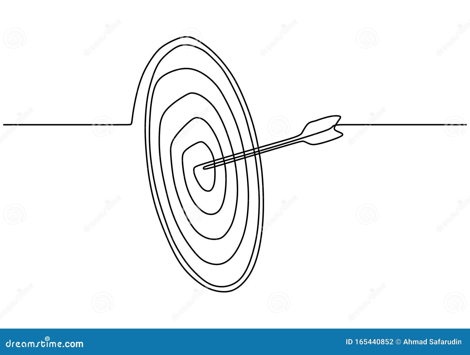 Continuous One Line Drawing of Arrow on Target Circle Stock Vector ...