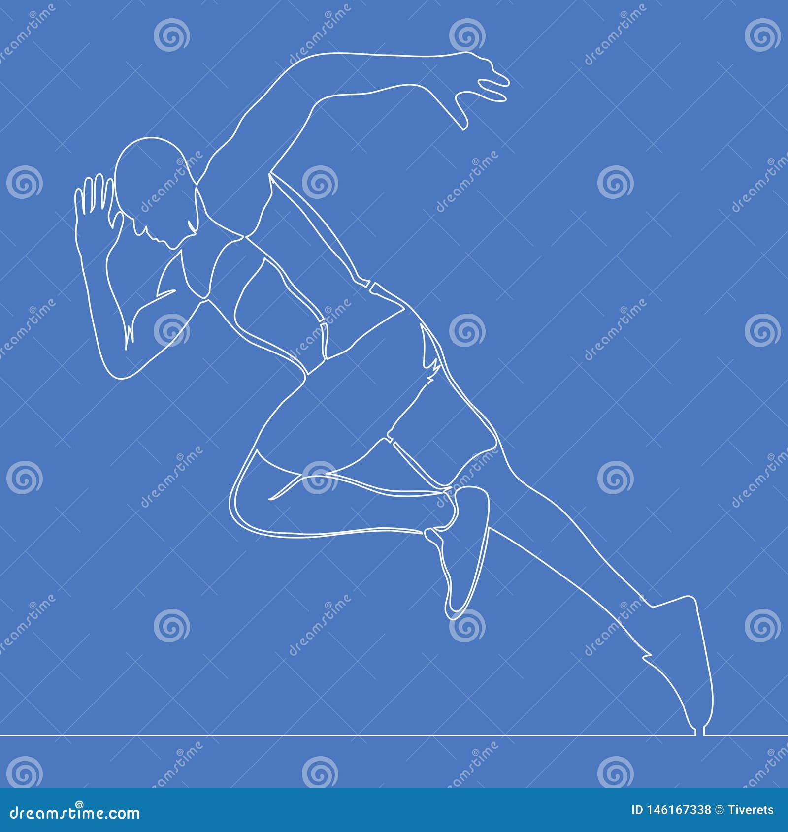 Continuous One Line Drawing Athlete Running Stock Vector - Illustration ...