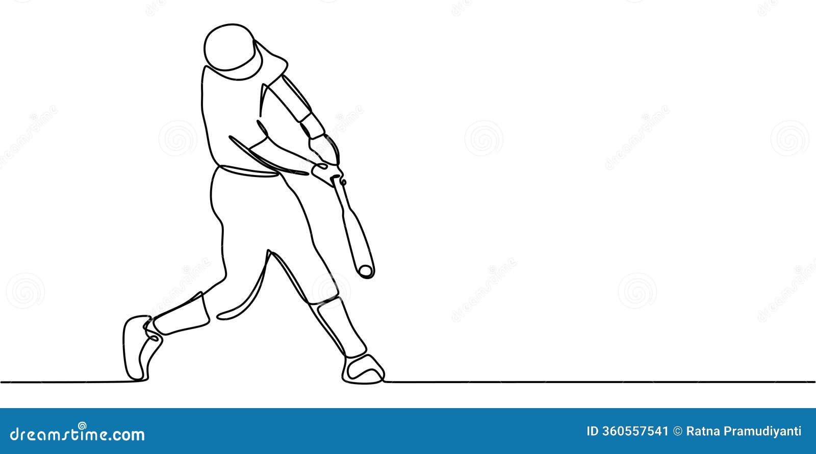 Continuous One Line Drawing of a Baseball Player Hitting a Ball. Symbol ...