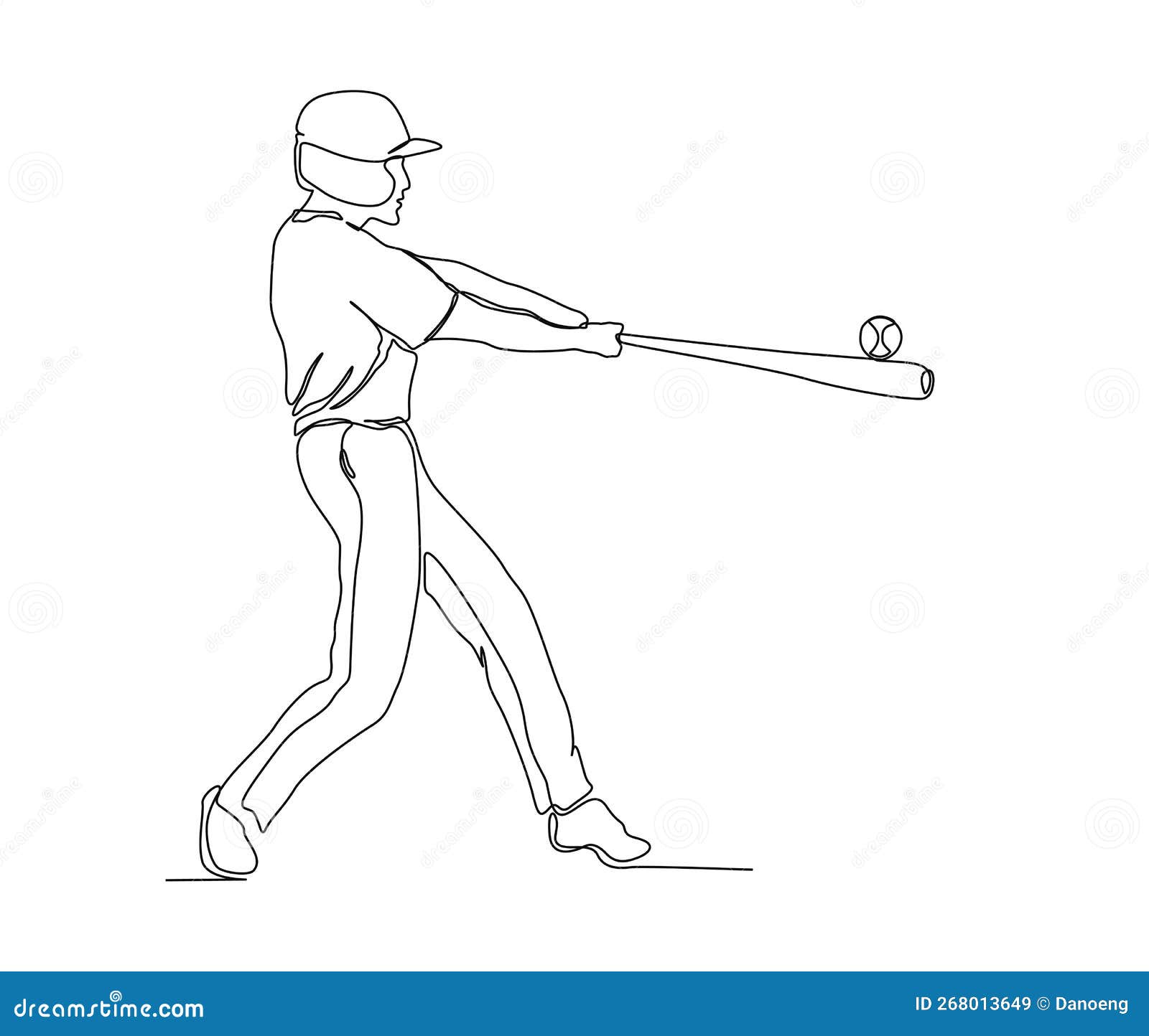 Continuous One Line Drawing of Baseball Player. Simple Baseball Sport ...