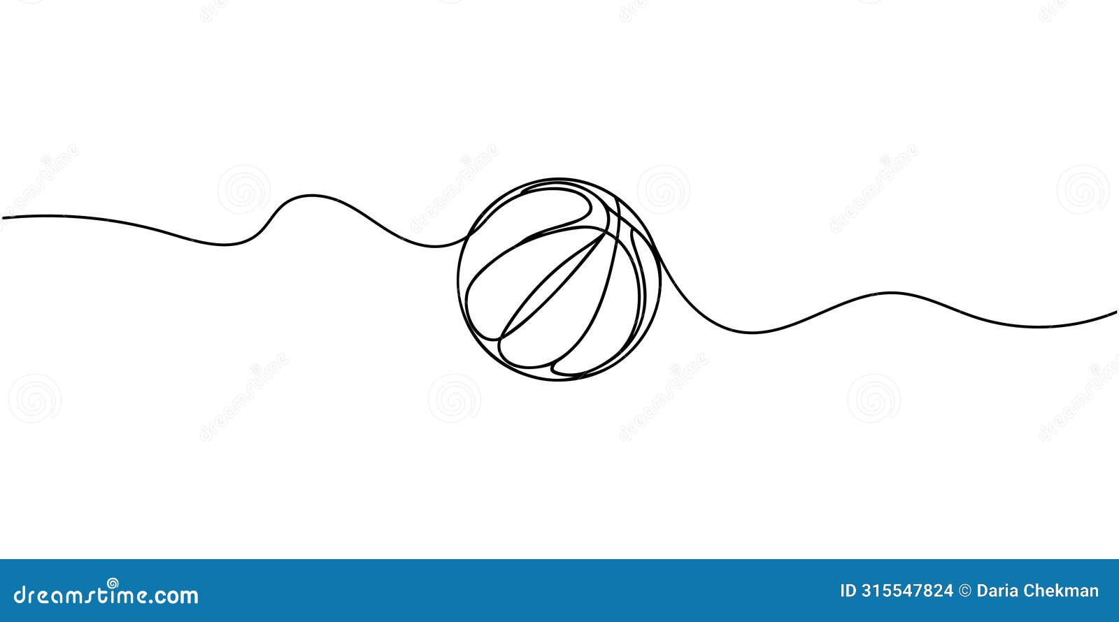 Continuous One Line Drawing. Basketball Icon Stock Illustration ...