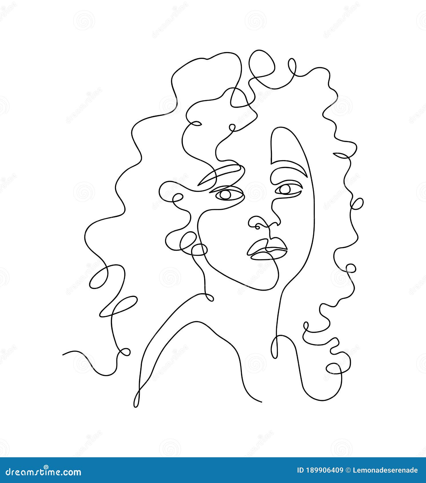Continuous One Line Drawing of a Beautiful Girl Stock Vector ... Continuous One Line Drawing of a Beautiful Girl Stock Vector ...