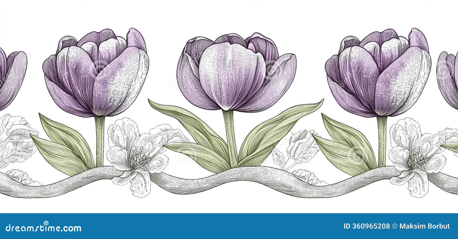 Continuous One Line Drawing of Beautiful Spring Flowers Modern Design ...