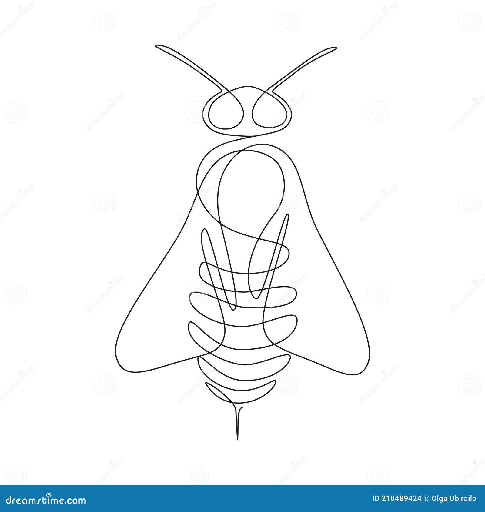 Continuous One Line Drawing Bee. Single Line Bee Vector Logo. Black and ...