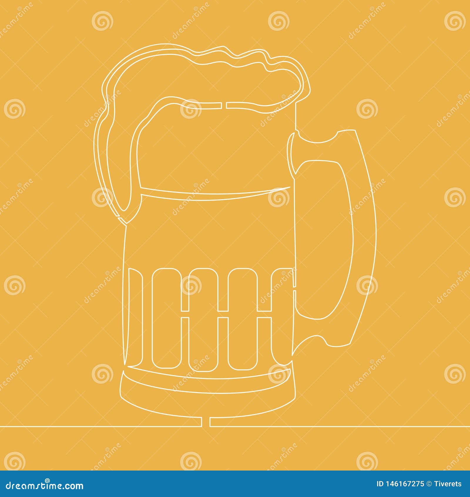 Continuous One Line Drawing Beer Glass Icon Stock Vector - Illustration ...