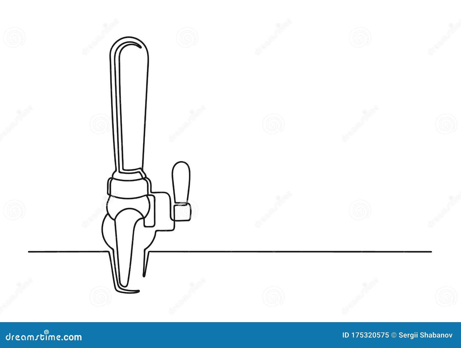 Continuous One Line Drawing of a Beer Tap Stock Vector - Illustration ...