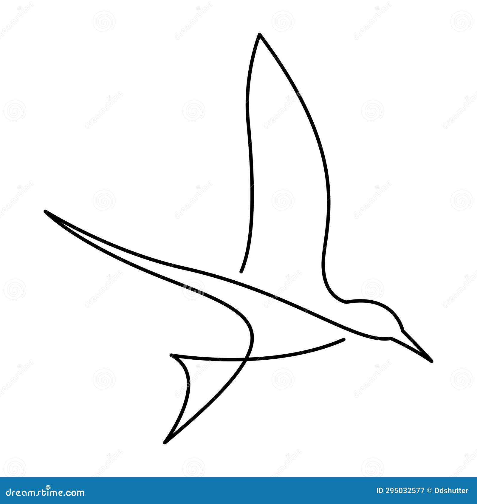 Continuous One Line Drawing of a Bird Flying. Hand Drawn Minimalism ...