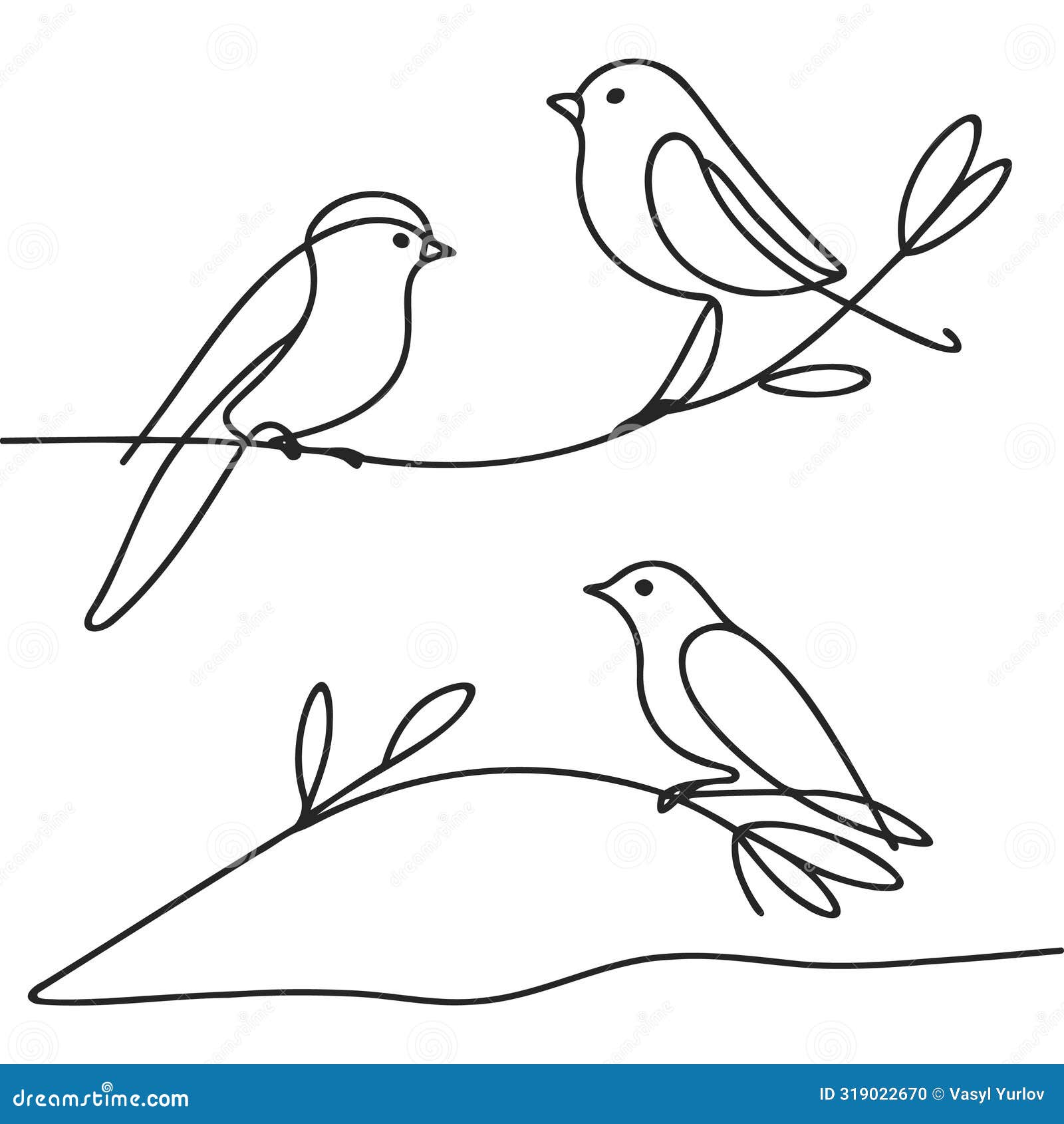 Continuous One Line Drawing Birds. Minimalist Bird, Outline Design ...