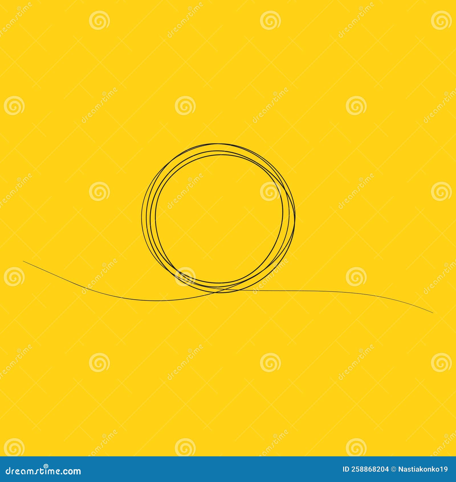 Continuous One Line Drawing of Black Circle. Round Frame Sketch Outline ...