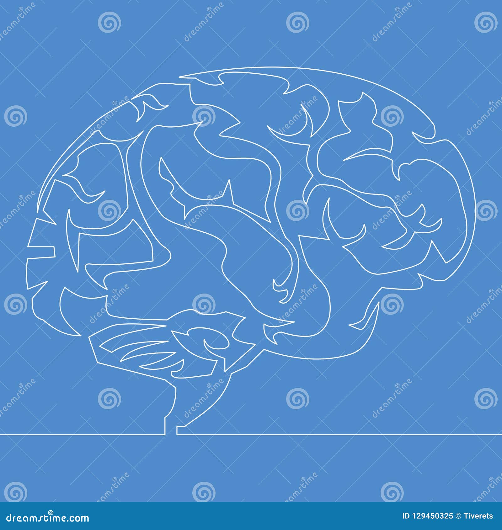 Continuous One Line Drawing Brain Concept Vector Stock Vector ...