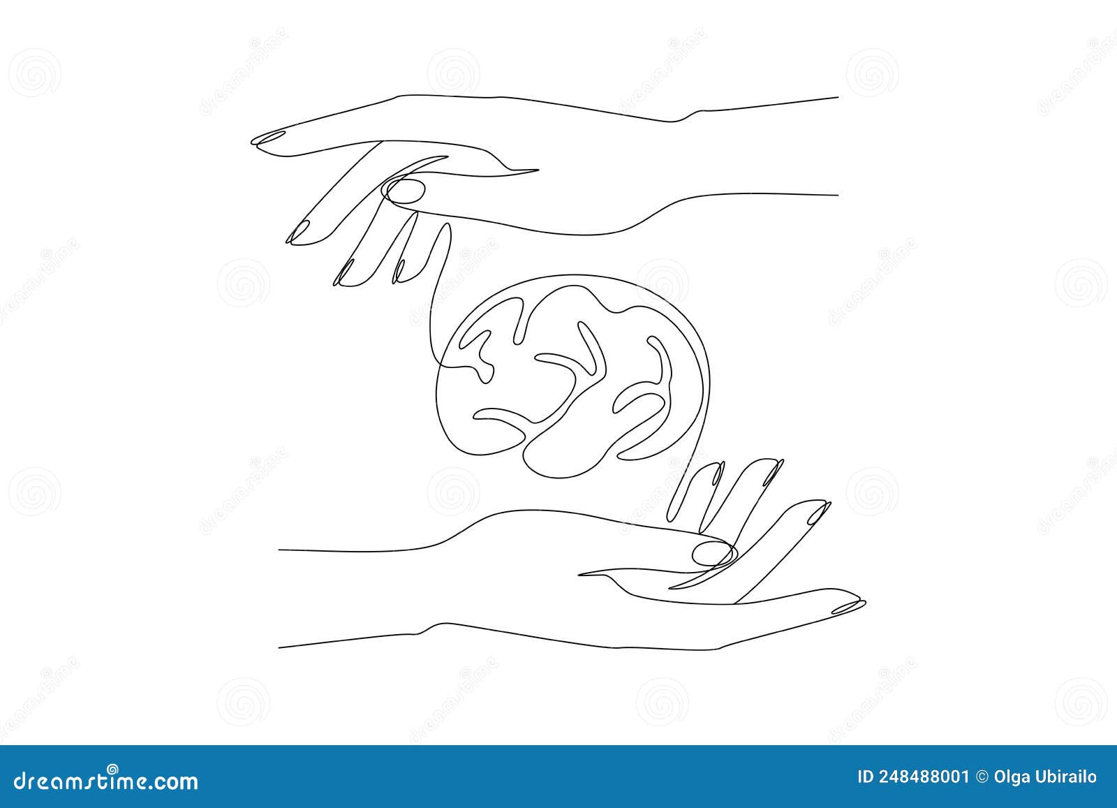 Continuous One Line Drawing of Brain and Human Hands. Mental Health ...