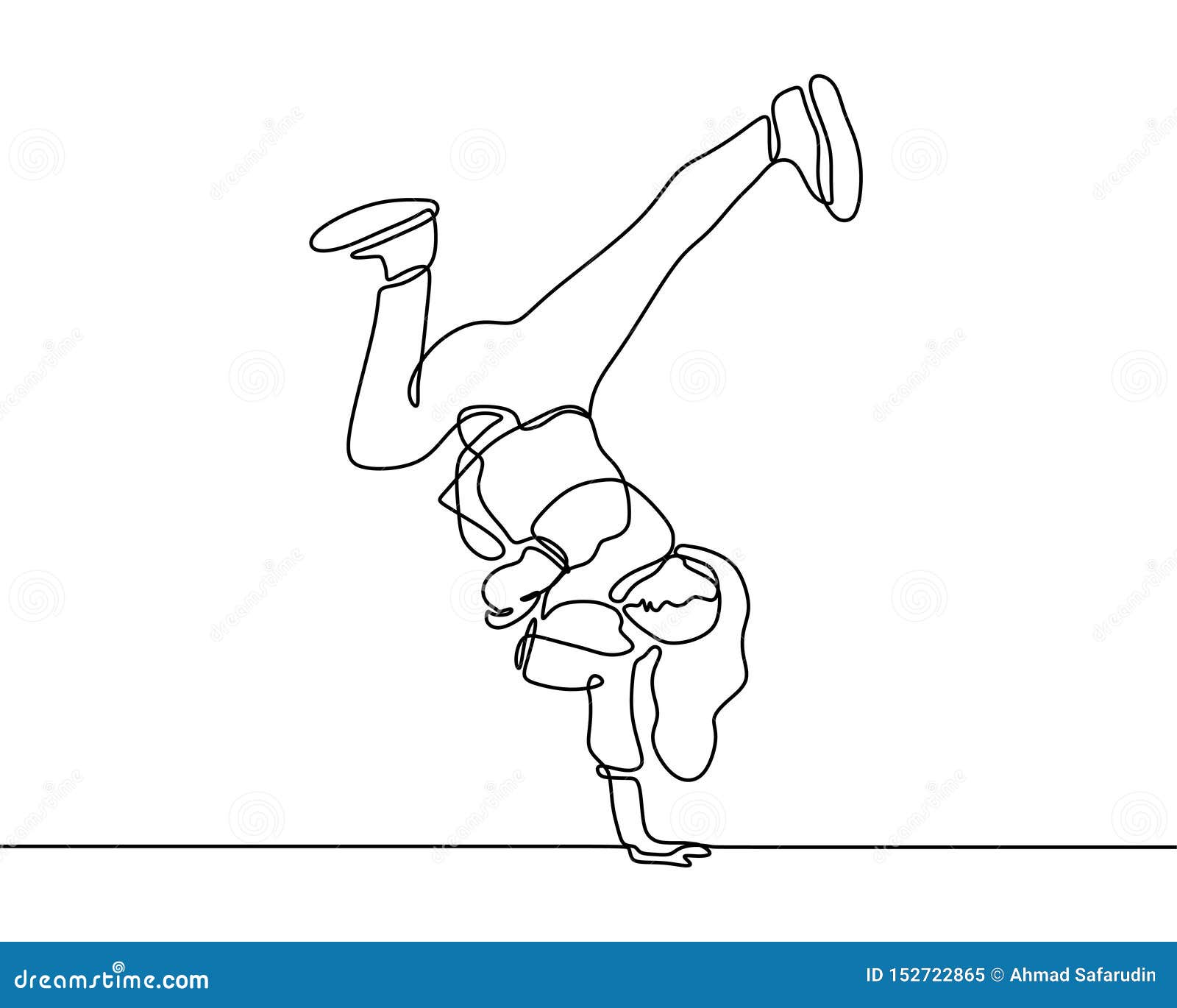 Acrobat Or Break Dancer Standing On Hand , Vector Cartoon Stick Figure ...