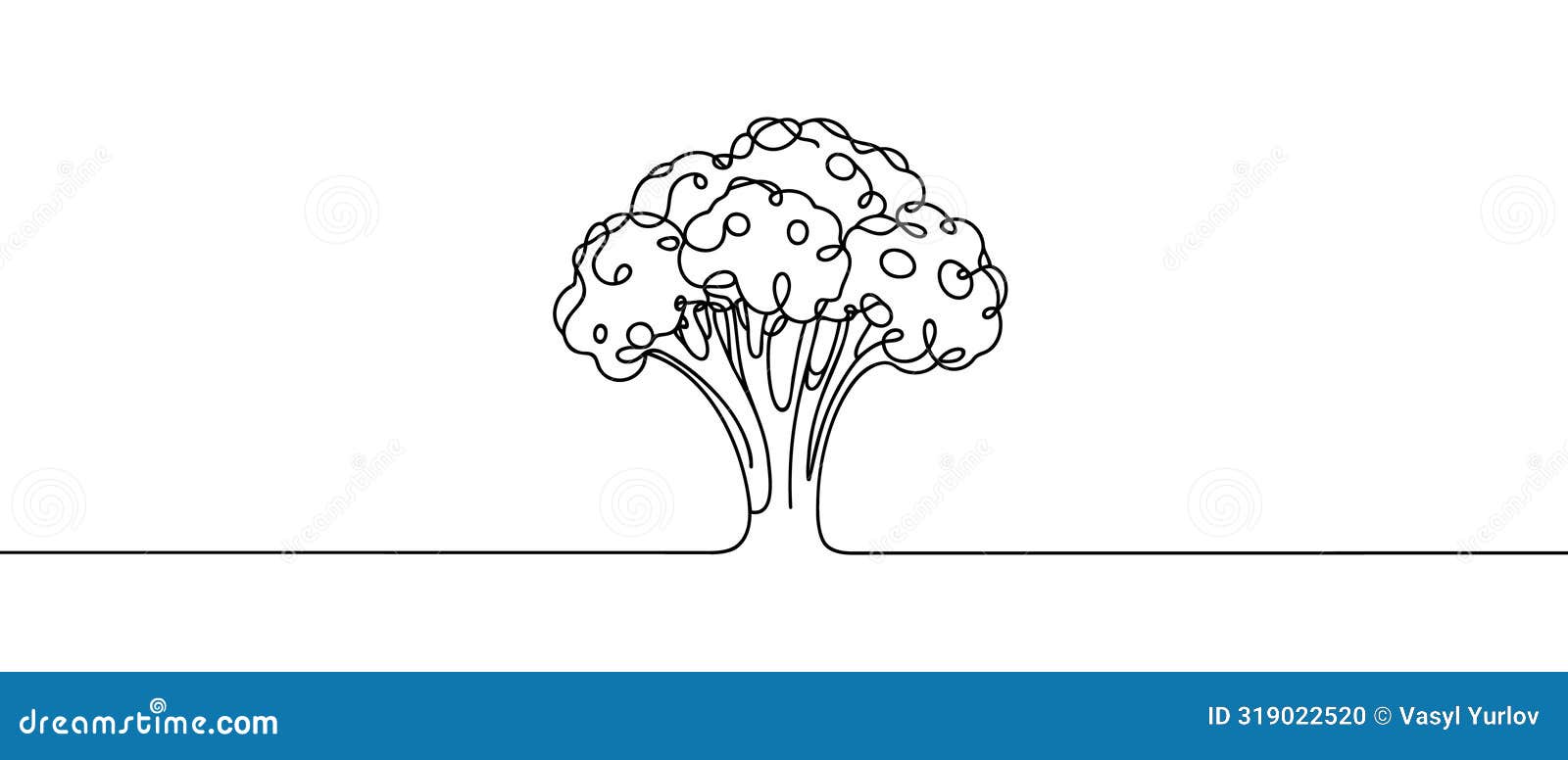 Continuous One Line Drawing Broccoli. Vector Illustration Stock Vector ...