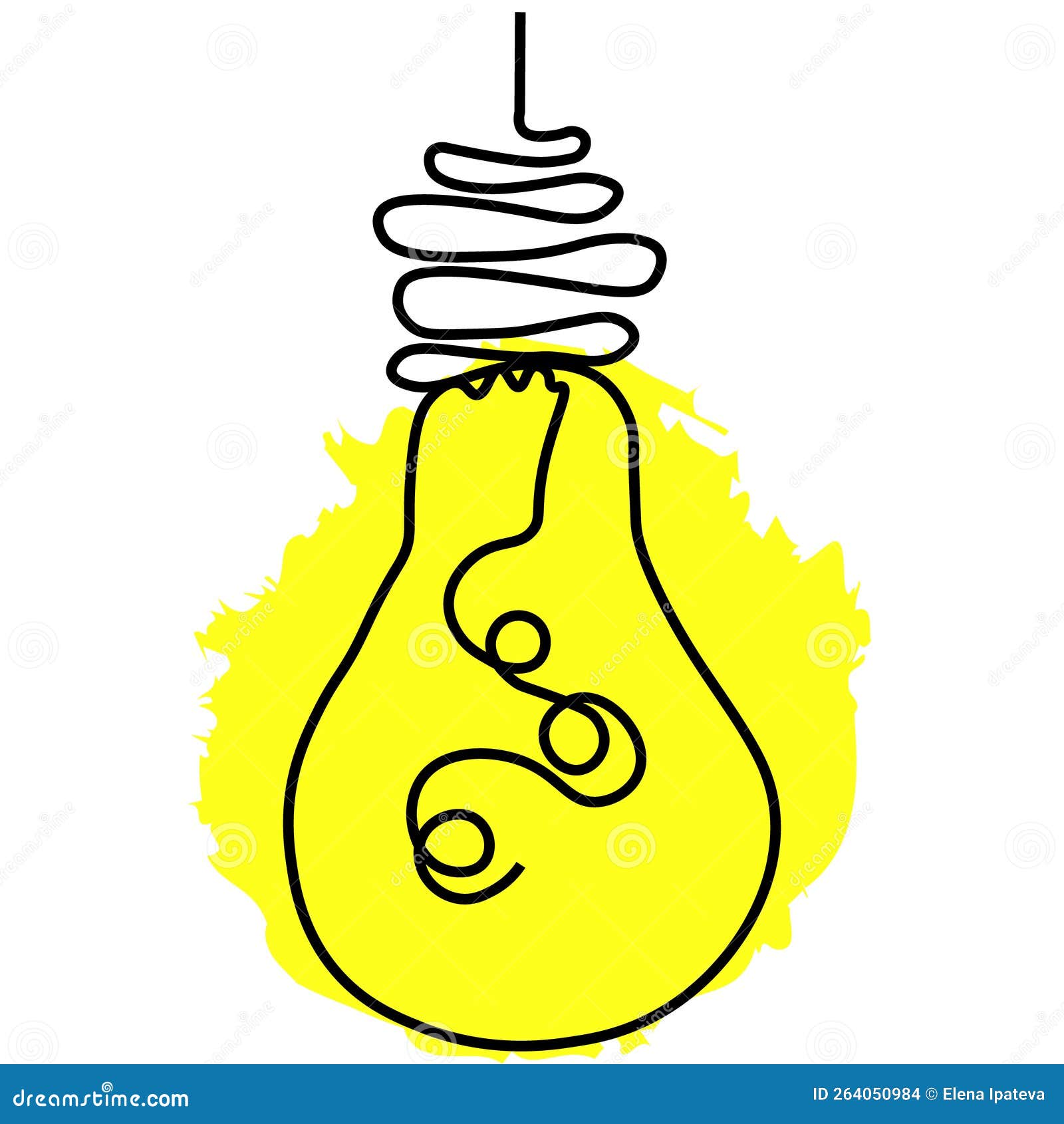 Continuous One Line Drawing Bulb Lamp Colour Stock Vector ...