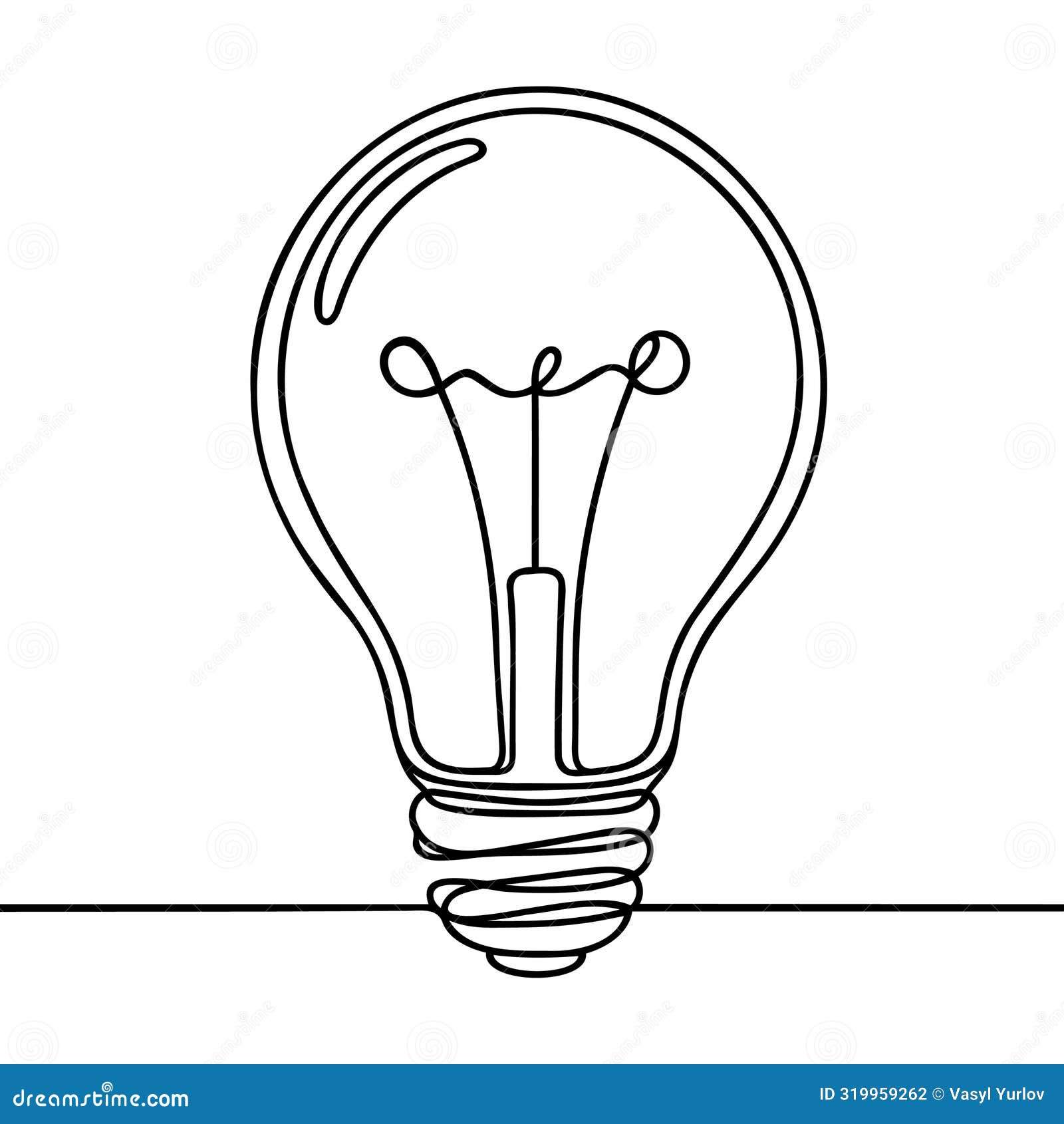 Continuous One Line Drawing Bulb Lamp Vector Illustration Minimalism ...