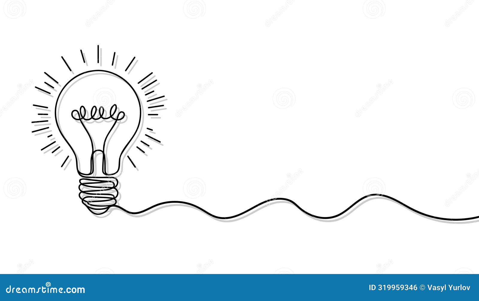 Continuous One Line Drawing Bulb Lamp Vector Illustration Minimalism ...