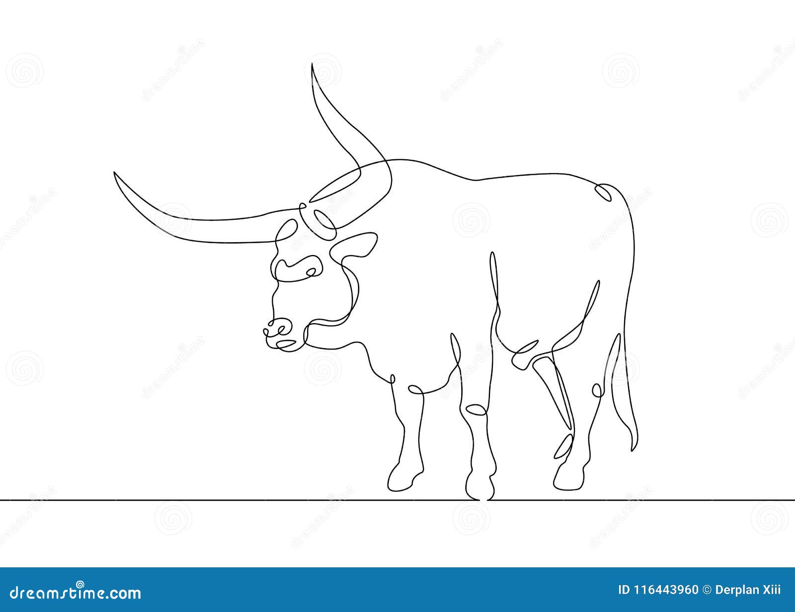 Continuous Line Drawing Bull Cow Stock Vector - Illustration of animal ...