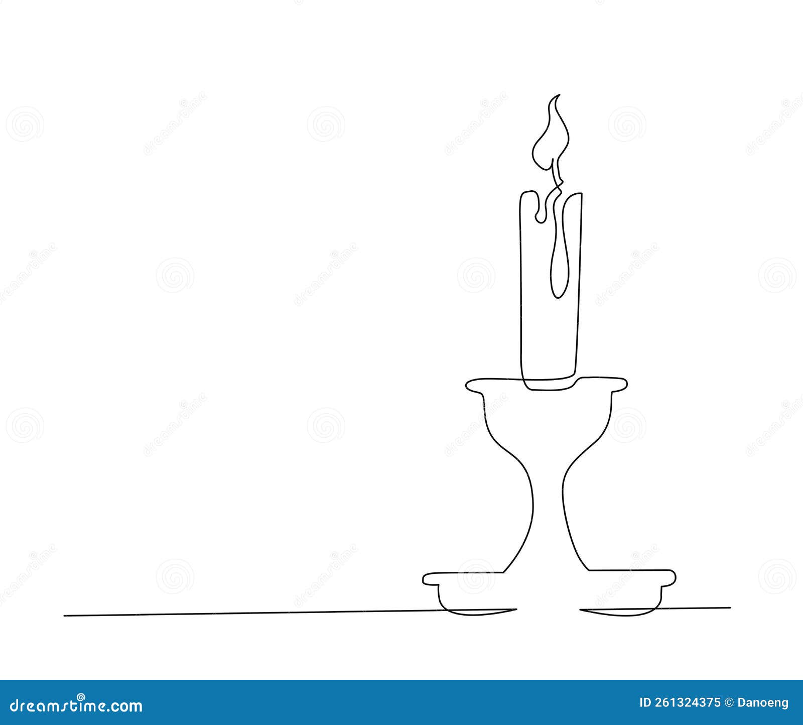 Continuous One Line Drawing of Burning Candle. Candle Burn Simple Line ...