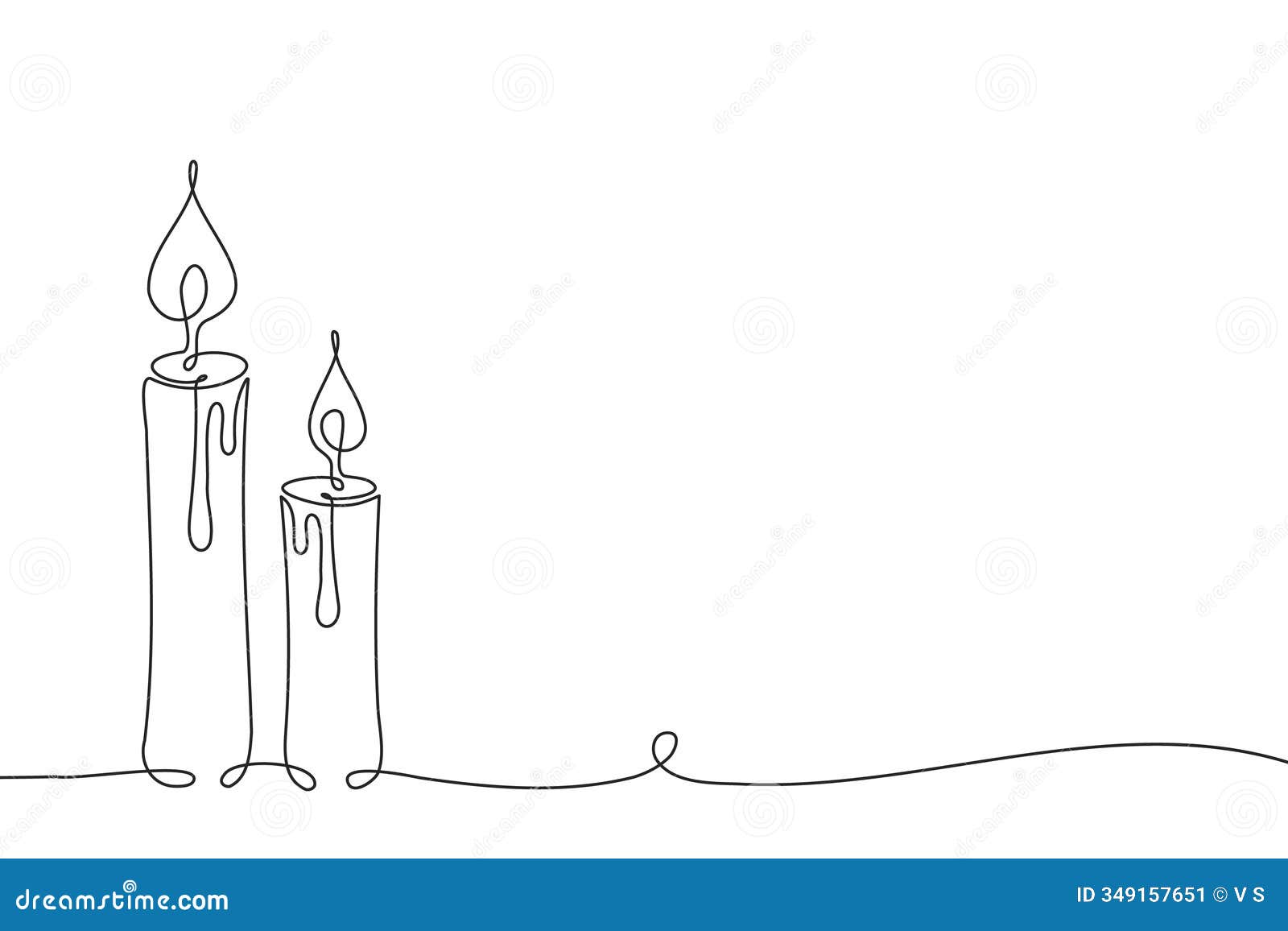 Continuous One Line Drawing of Burning Candles. Line Art Stock ...