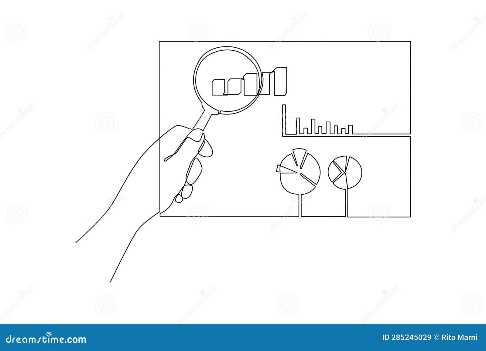 Continuous One Line Drawing Business Concepts of Analytics, Planning ...