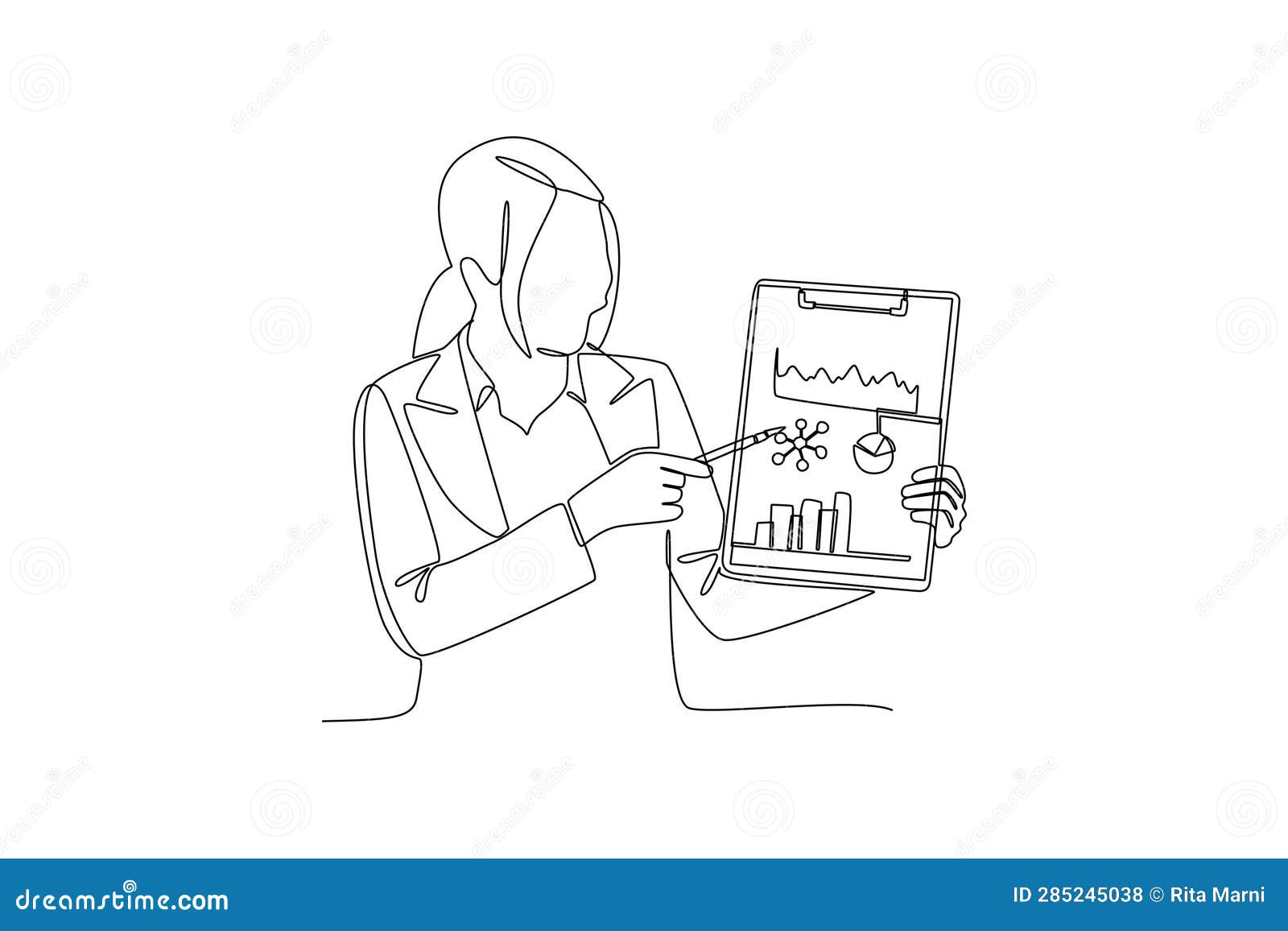 Continuous One Line Drawing Business Concepts of Analytics, Planning ...