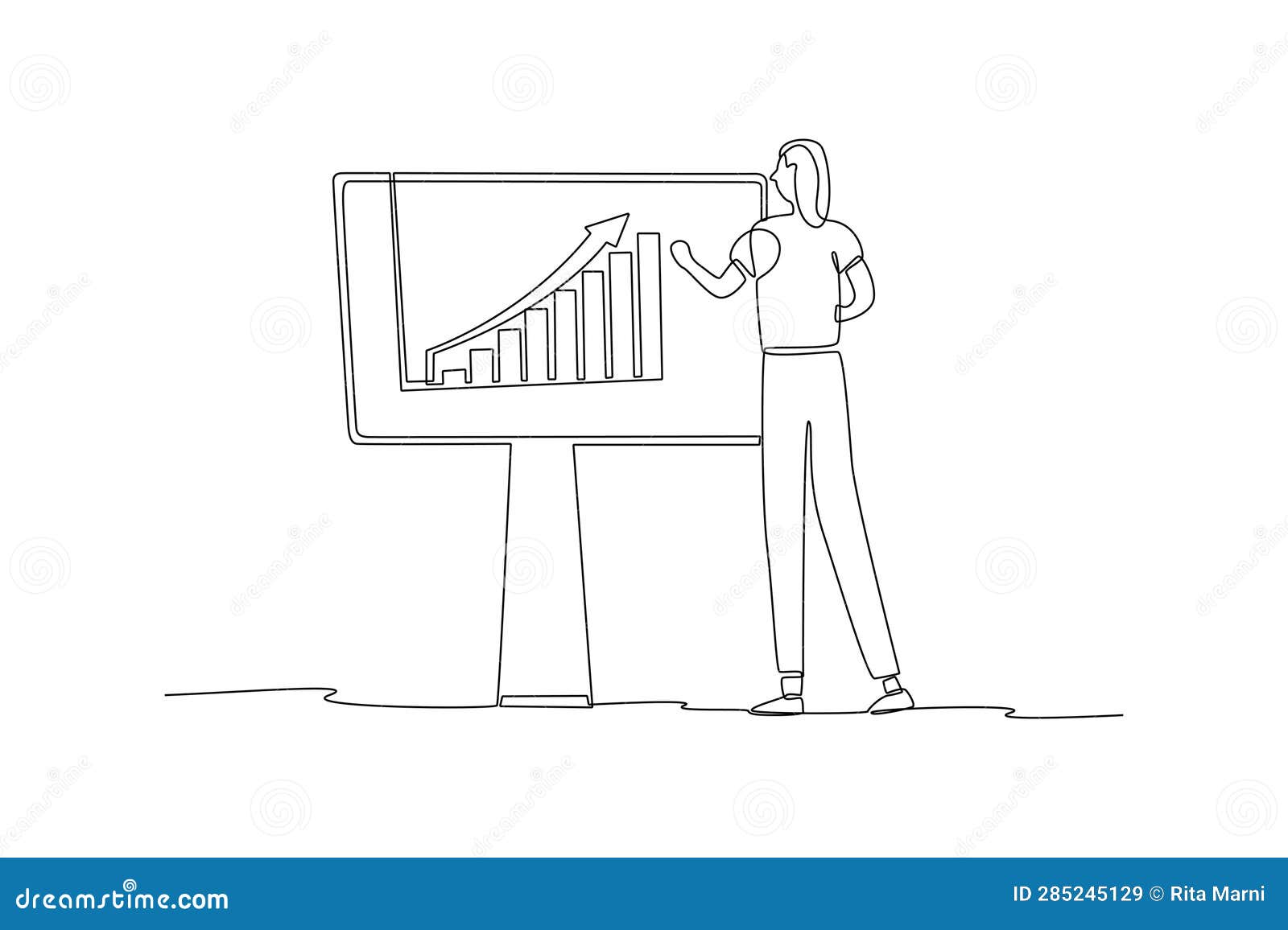 Continuous One Line Drawing Business Concepts of Analytics, Planning ...