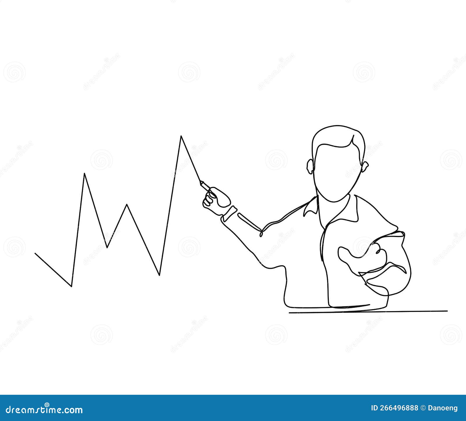 Continuous One Line Drawing of Businessman Drawing Chart Graph ...